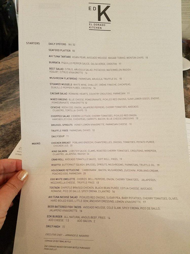 Menu at El Dorado Kitchen restaurant, Sonoma