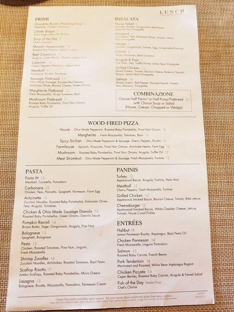 Menu at M Italian restaurant, Chagrin Falls, 22 W Orange St