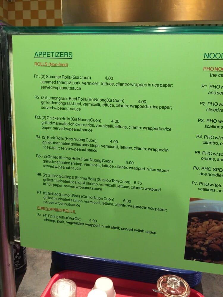 Menu at Mekong Delta Café restaurant, Baltimore