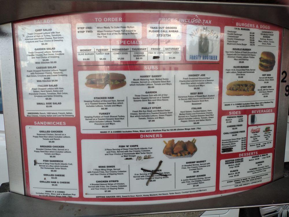 Menu at Nip N Sip Drive In restaurant, Lansing, N East St