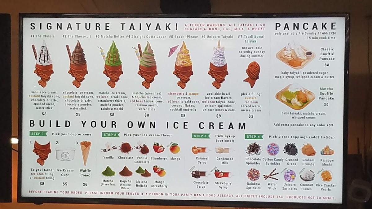 Menu at Taiyaki NYC Japanese Ice Cream desserts, New York City, 119 ...