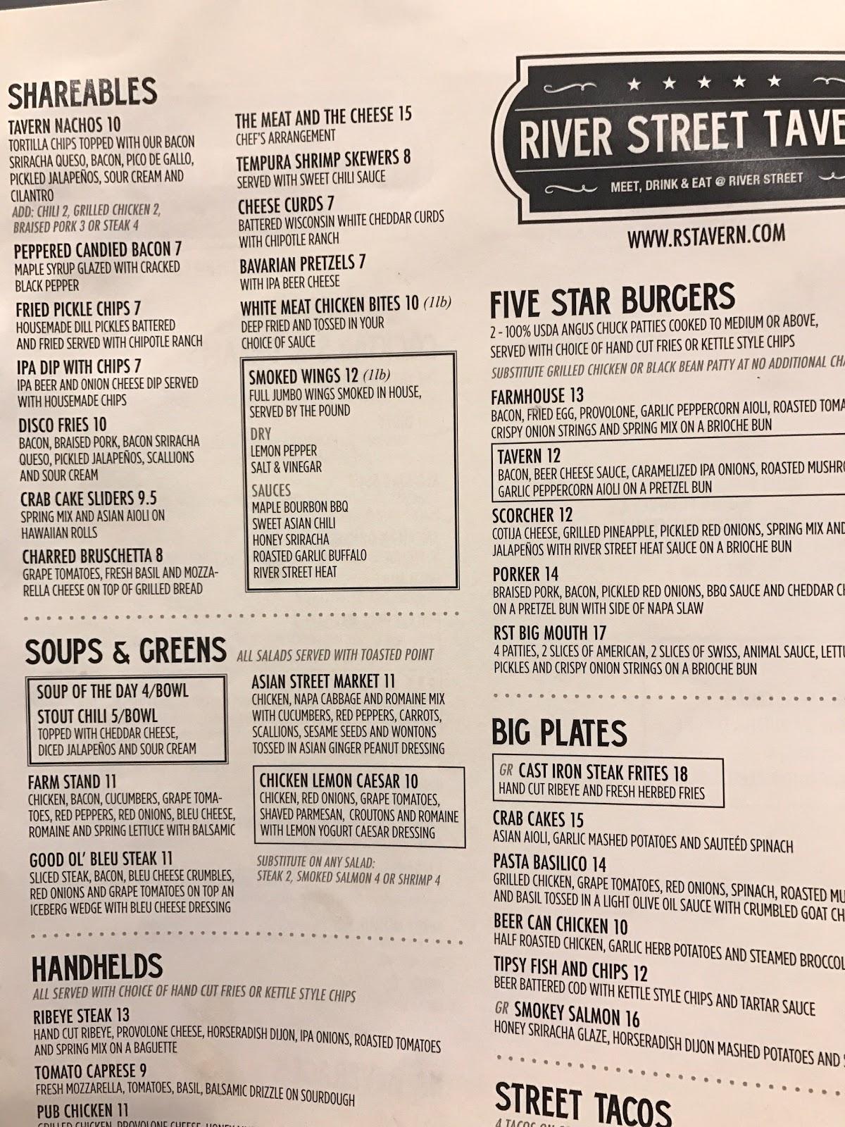 Menu at River Street Tavern pub & bar, East Dundee