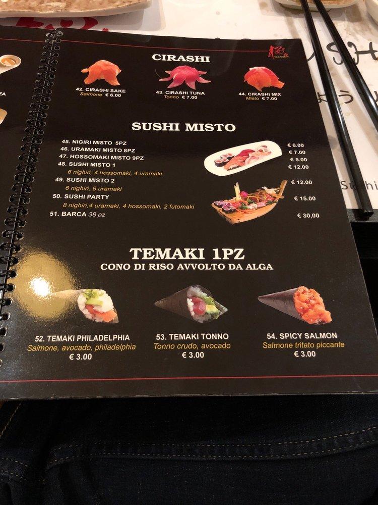 Menu at Tao Sushi restaurant, La Spezia