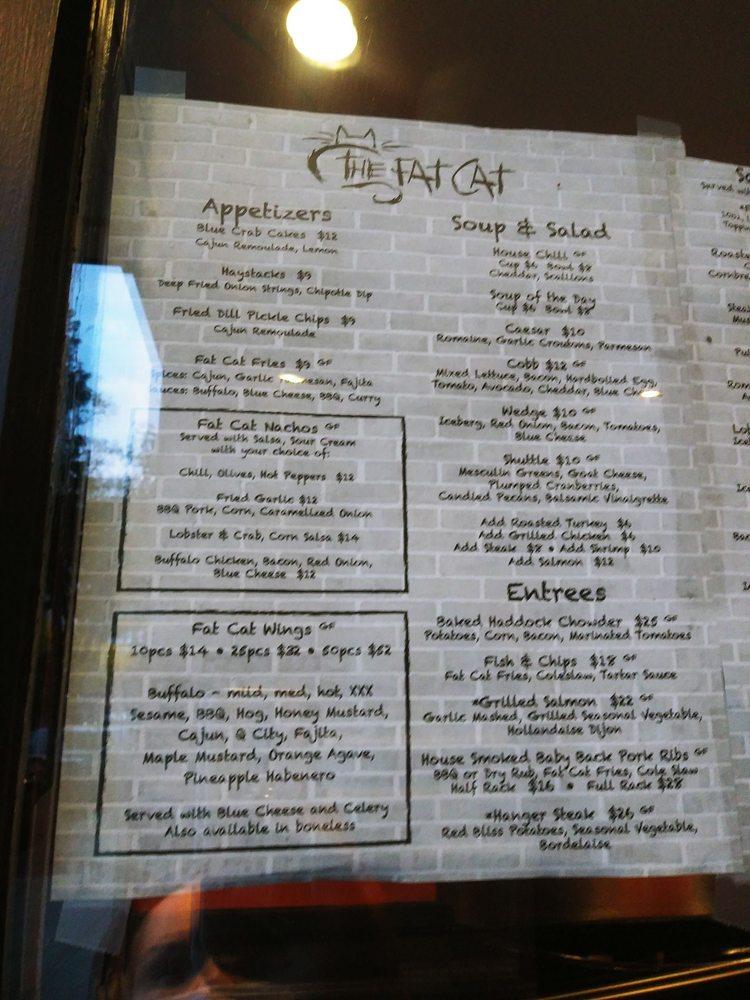 Menu at The Fat Cat restaurant, Quincy, Hancock St