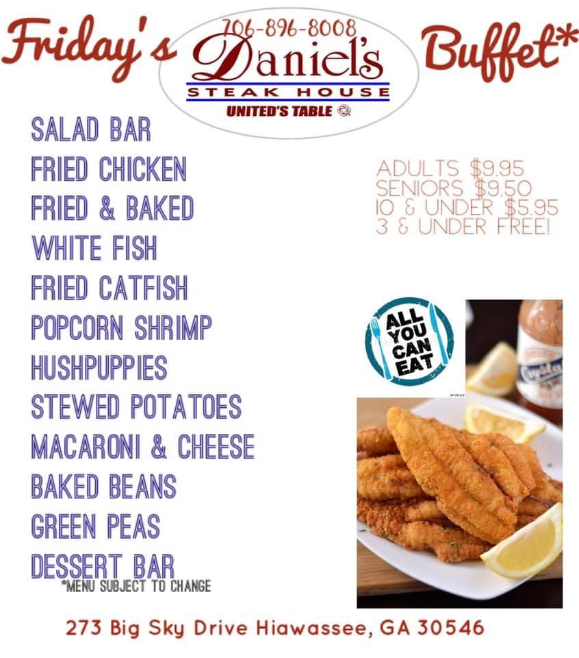 Menu at Daniel’s Steak House steakhouse, Hiawassee