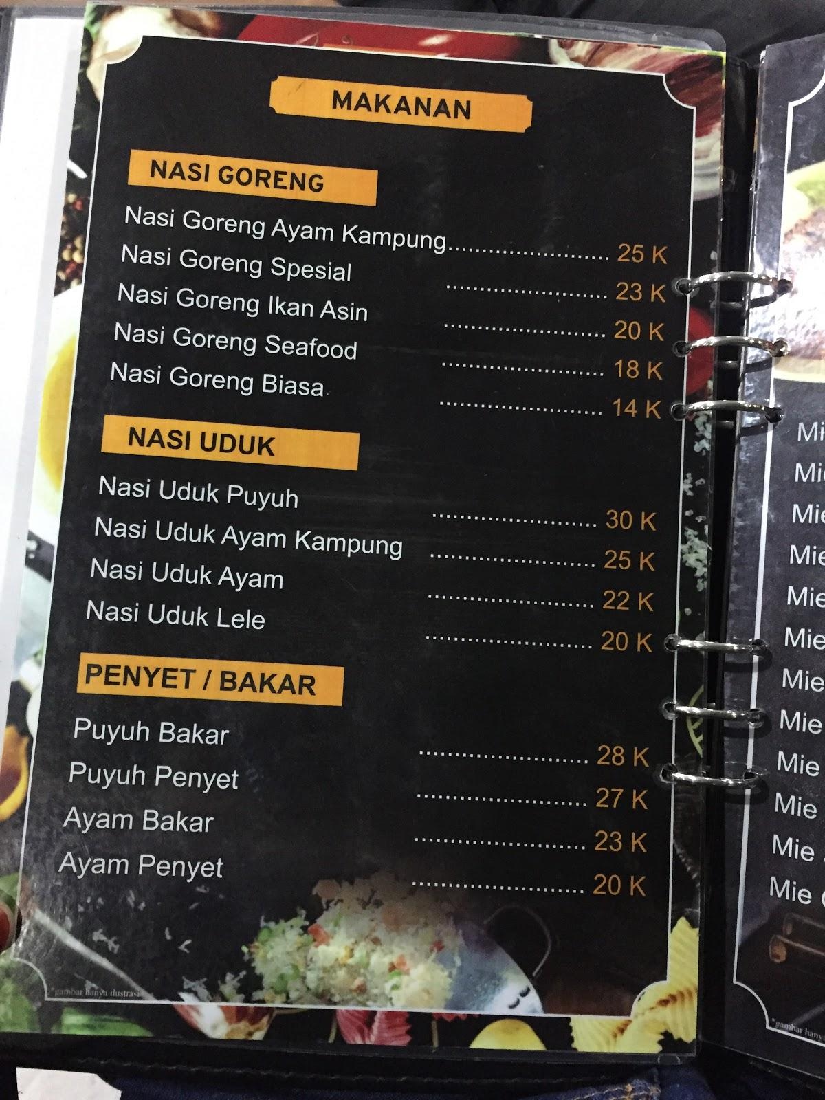 Menu at D' Energy Cafe, Banda Aceh