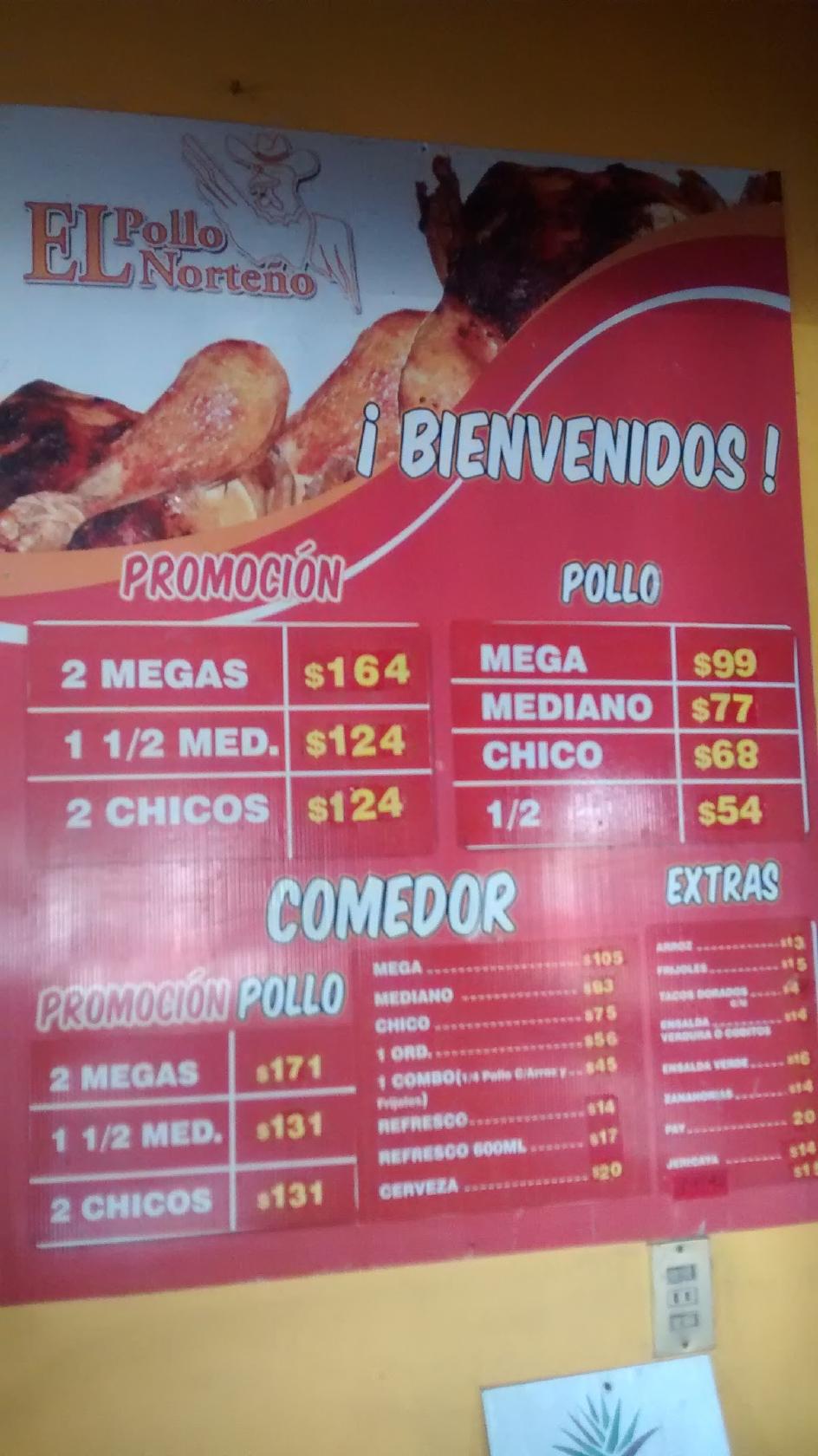 Carta del restaurante El Pollo Norteño, Colima
