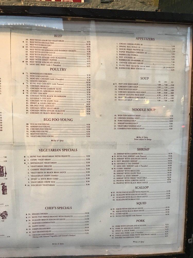 Menu at Fred's Szechuan Chinese Restaurant, Nevada City