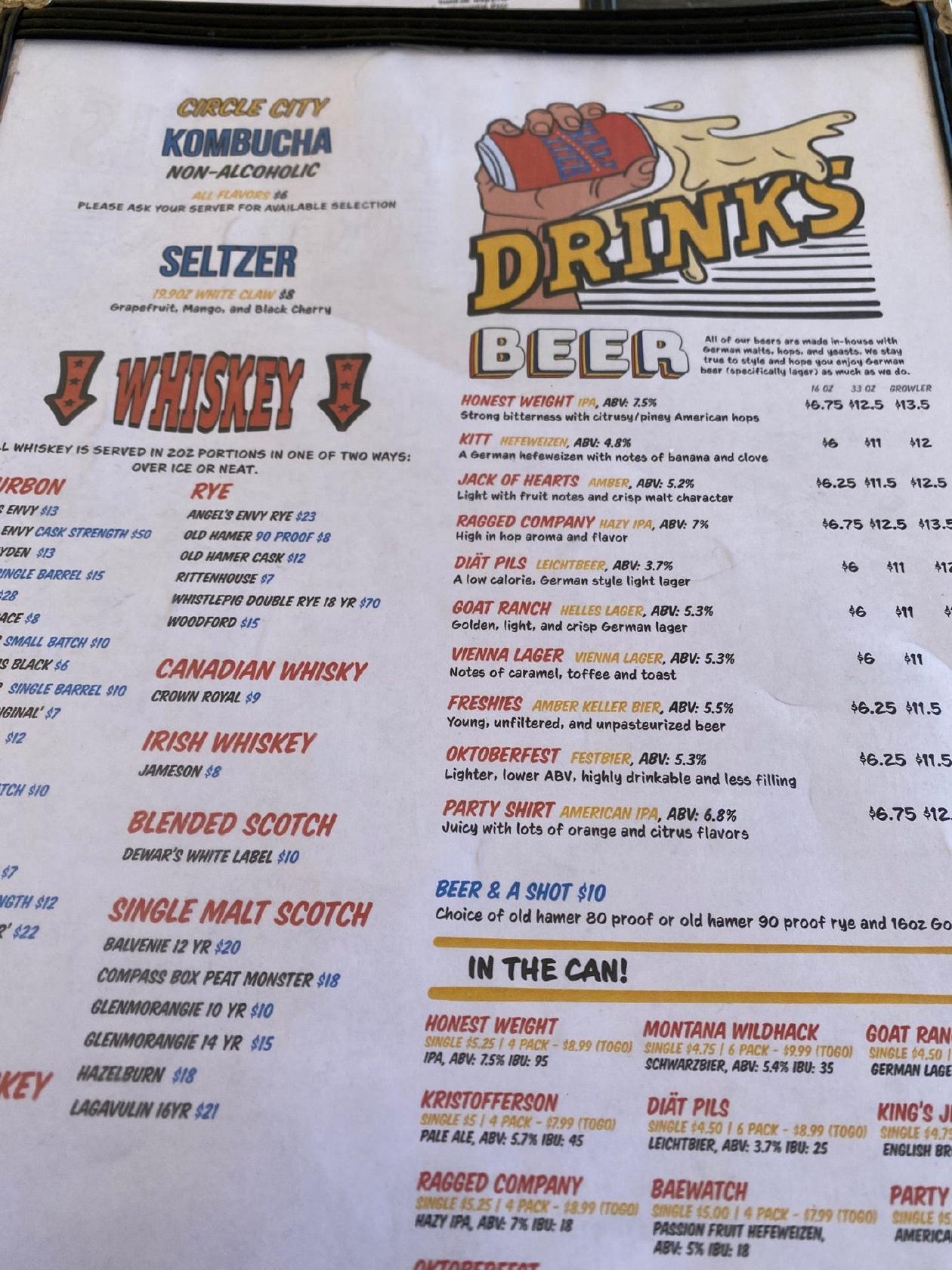 Menu at Half Liter BBQ, Indianapolis