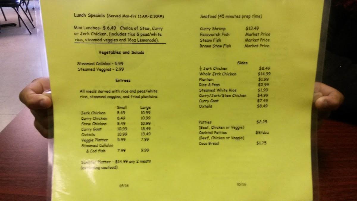 Menu at Jamaican Grille restaurant, Raleigh, Atlantic Springs Rd