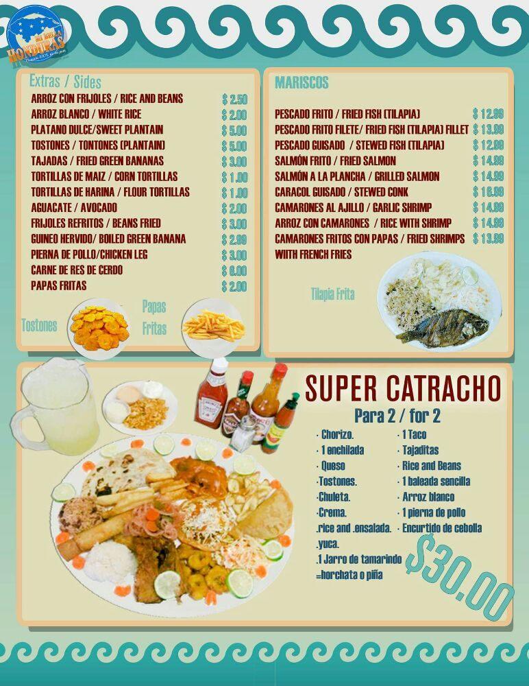 Menu at Mi Bella Honduras RESTAURANT., Federal Way