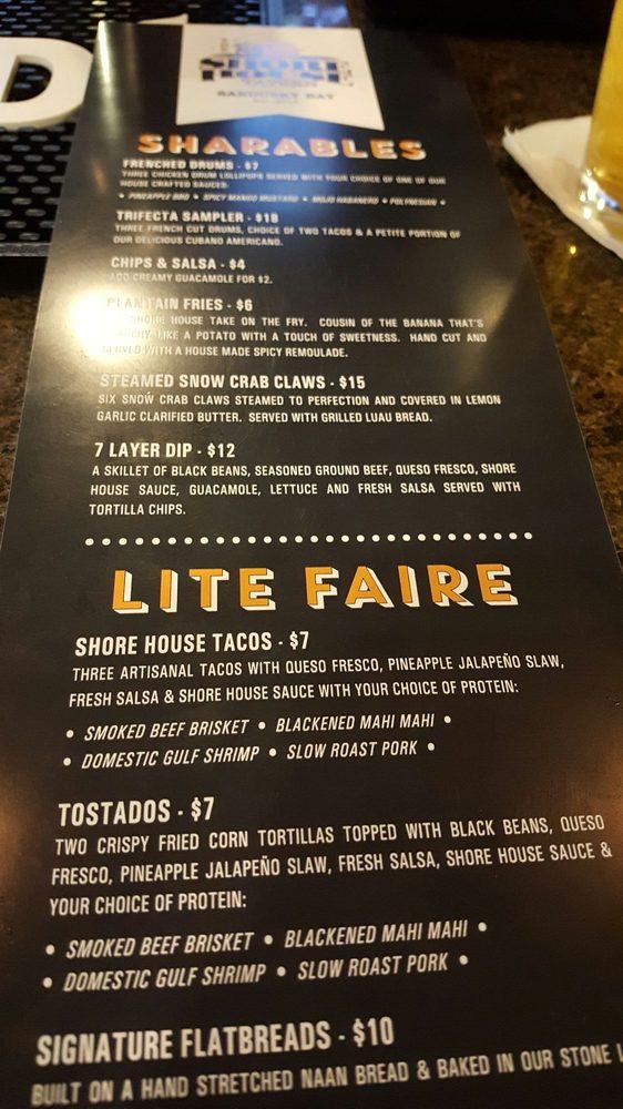 Menu at Shore House Tavern - Sandusky, OH pub & bar, Sandusky