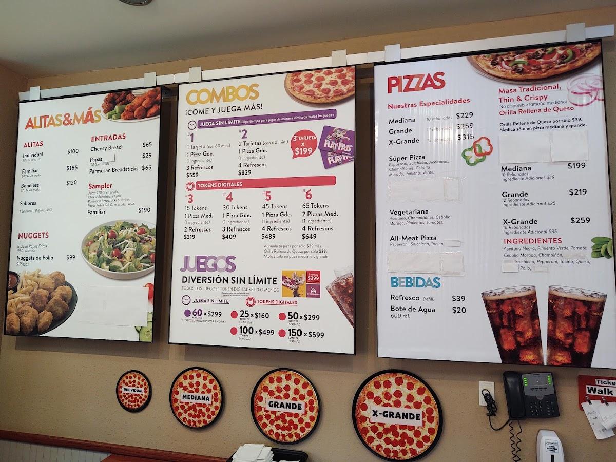 Carta del restaurante Chuck E. Cheese Aguascalientes, Aguascalientes ...