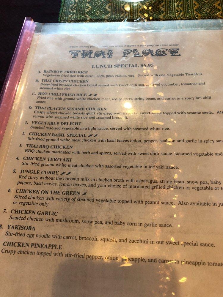 Menu at Thai Place Restaurant, Salem