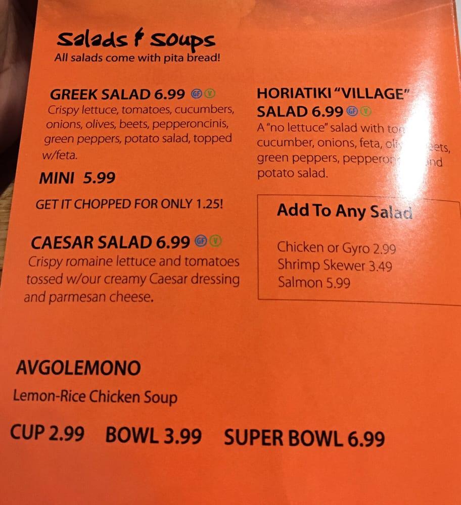 Menu at The Hungry Greek restaurant, Wesley Chapel