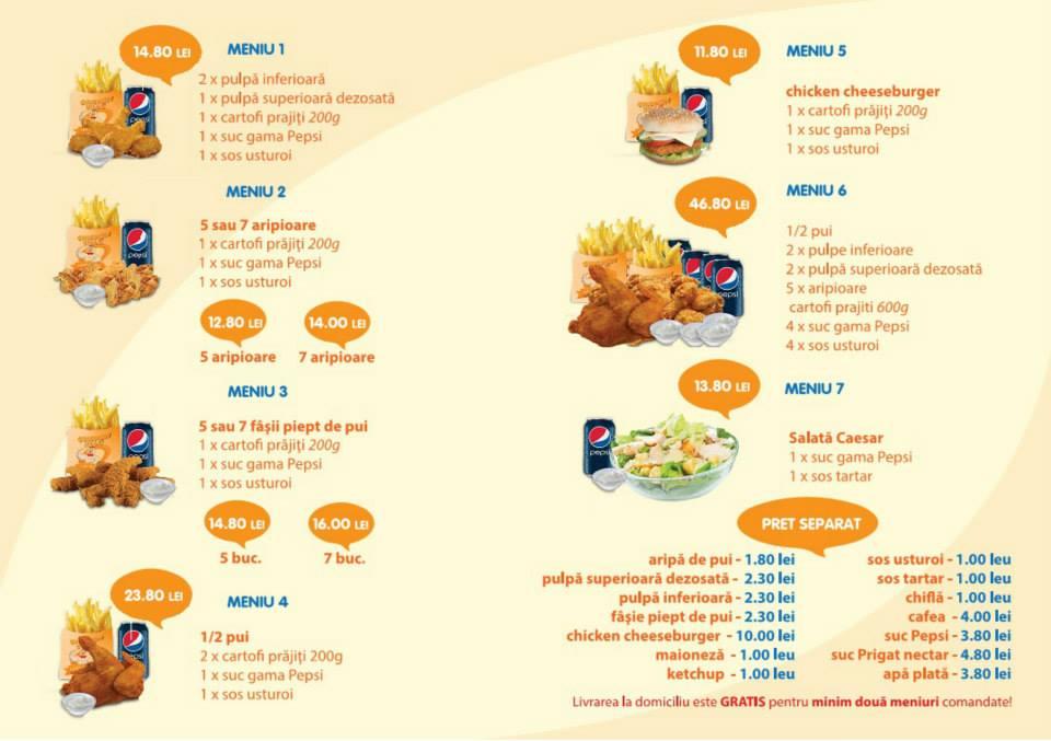 Menu at Chicken Ville, Zalău