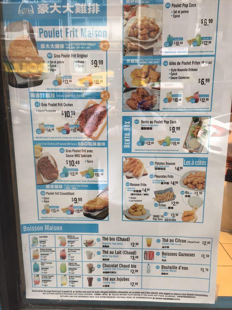 Menu at Hot Star Large Fried Chicken Montreal restaurant, Montréal