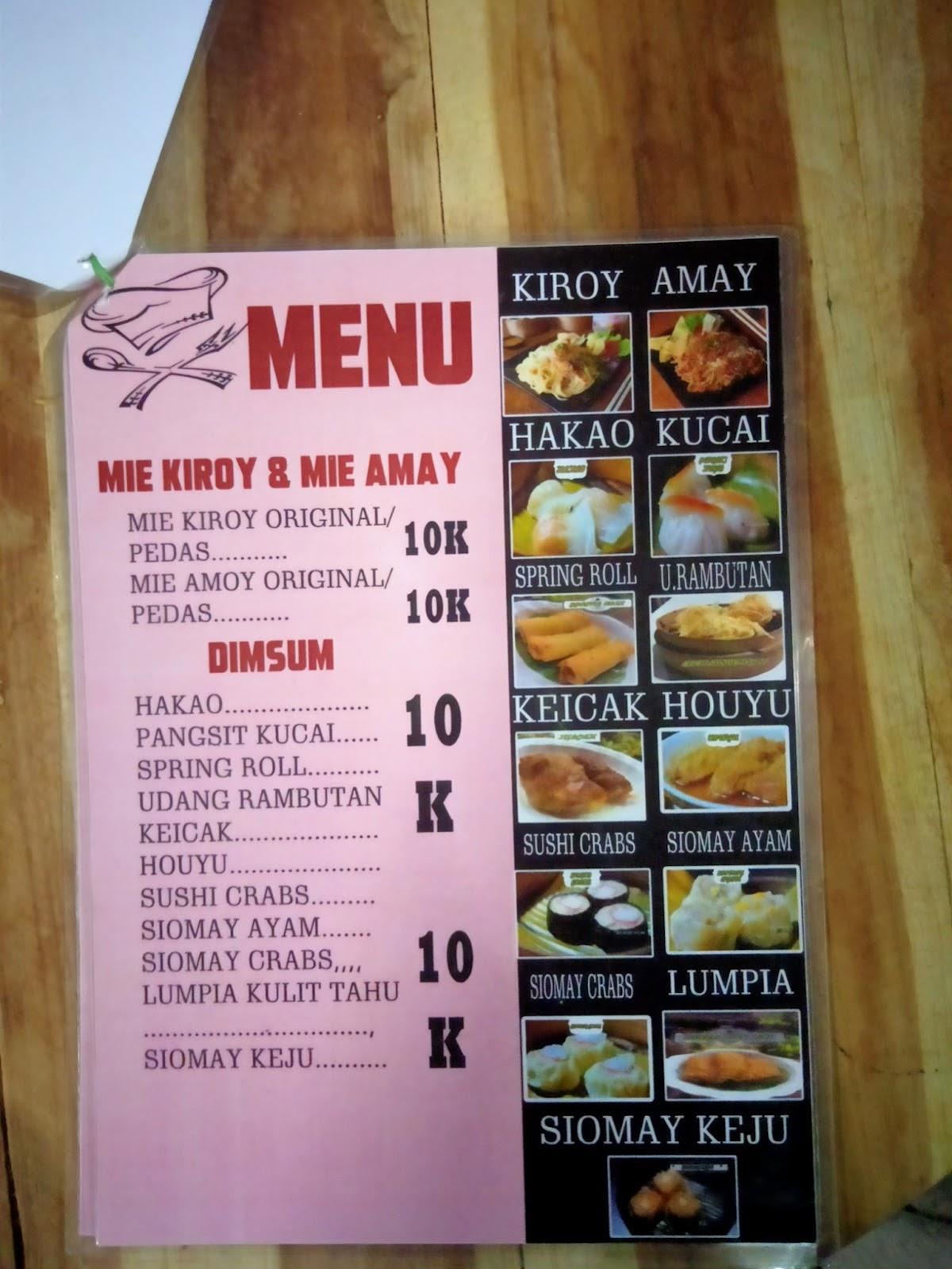 Carta del restaurante Jibril Mie & Dimsum, Kalirejo