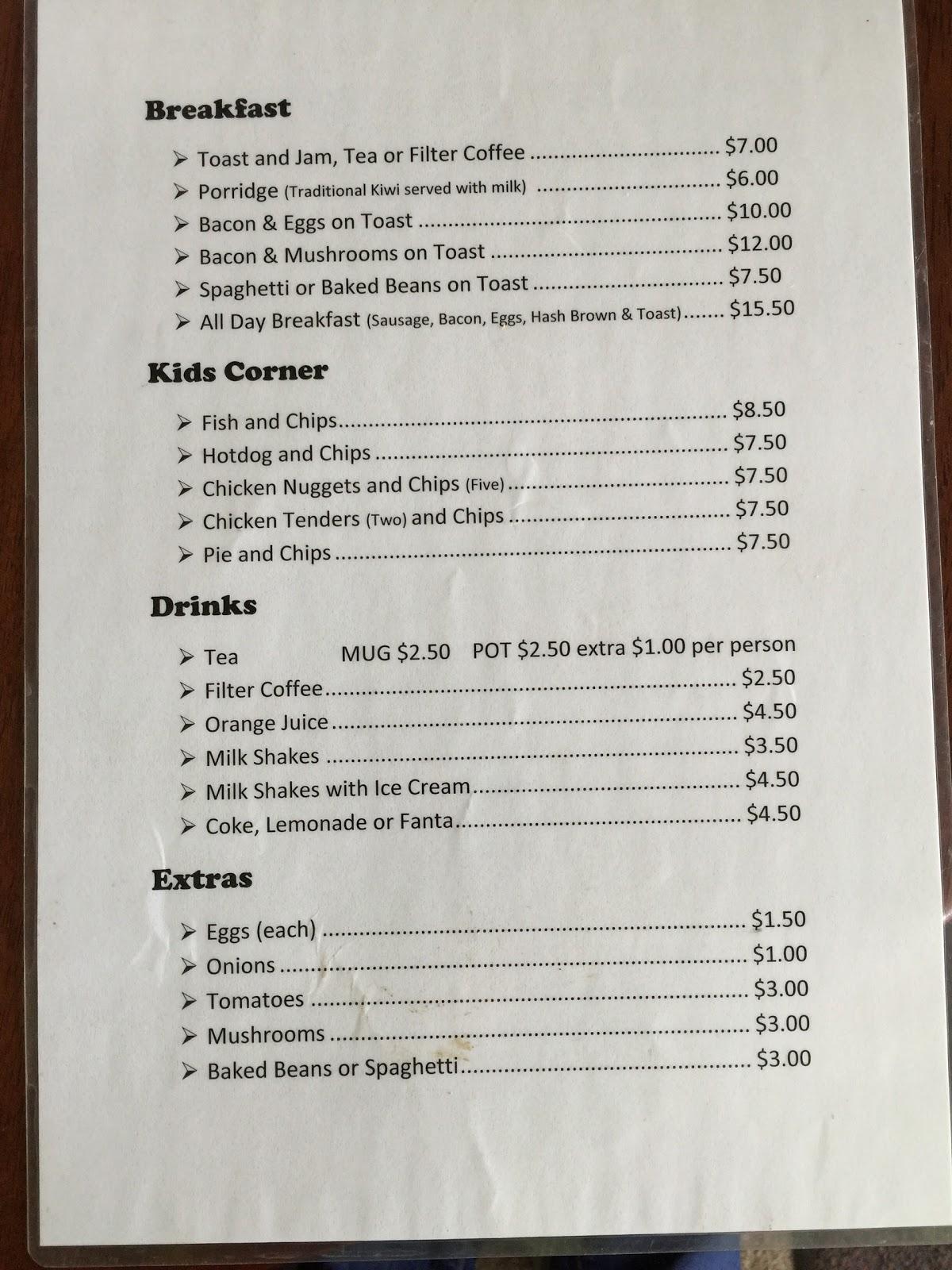 Menu at River Restaurant and Takeaways, Kurow