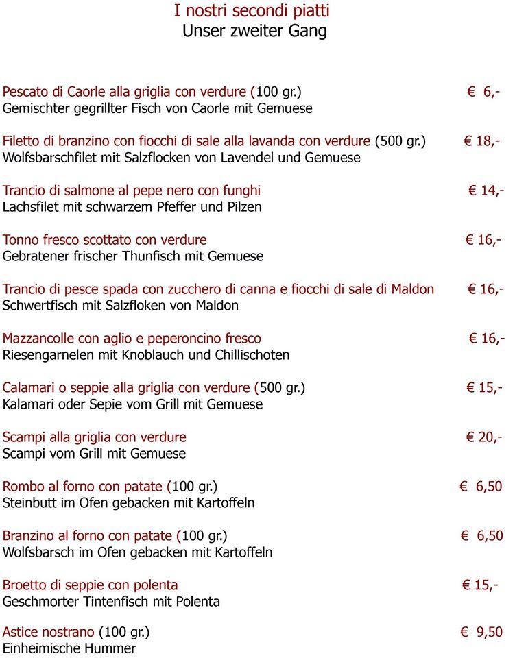 Menu at Ristorante DA DINO, Caorle