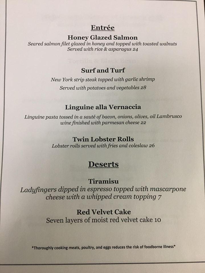 Menu at Quench Cafe, Waterbury