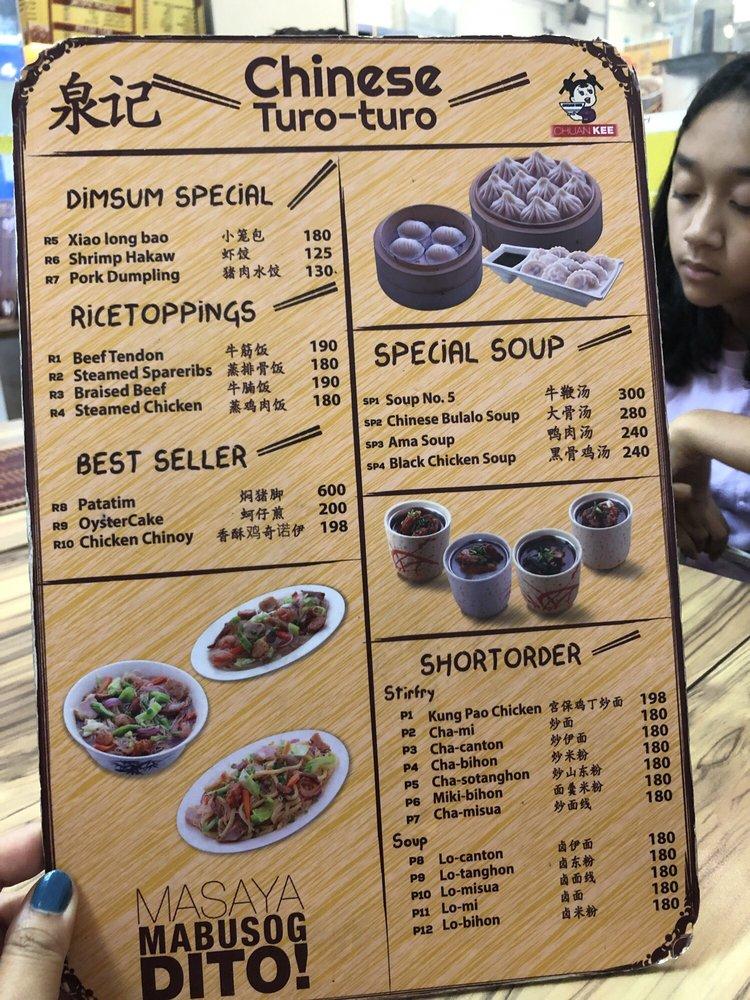 Menu at Chuan Kee Chinese Fast Food, Manila