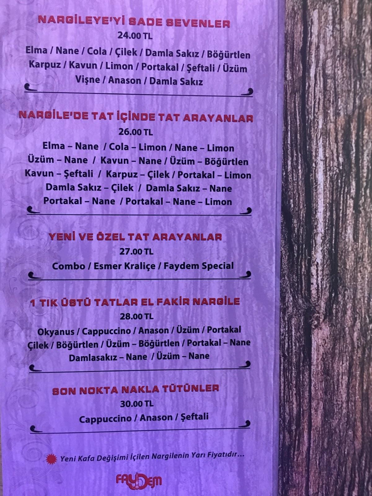 Menu at OLD MAN, Istanbul
