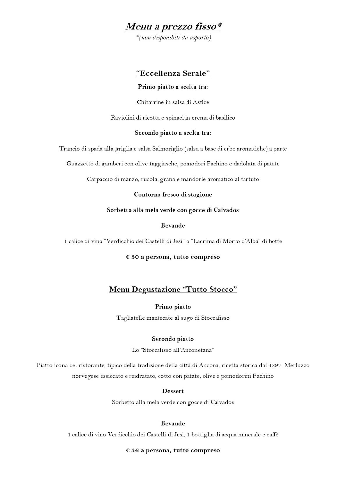 Menu at Ristorante Trattoria La Moretta dal 1897, Ancona