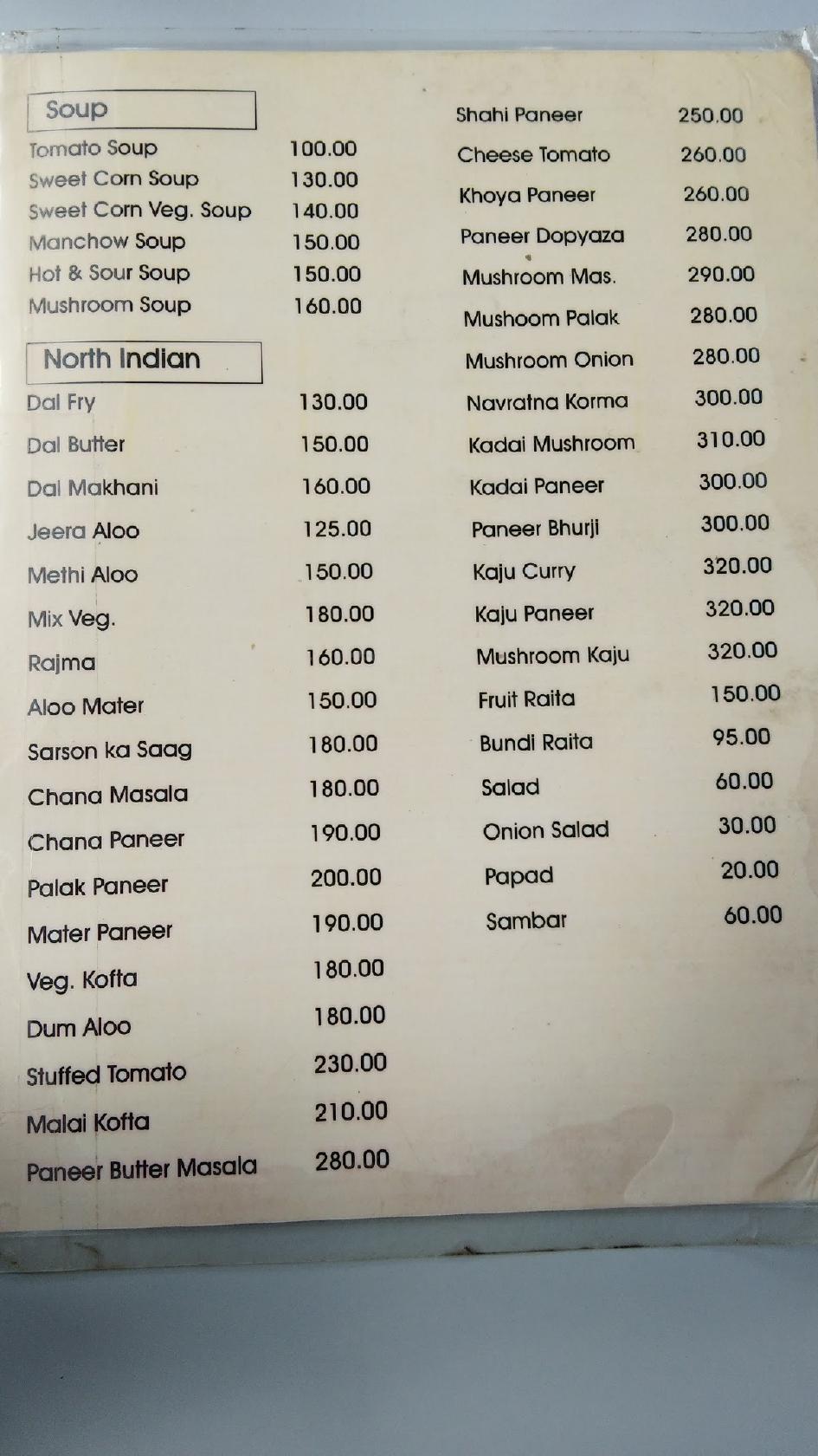 Menu at Saket Restaurant, Badrinath