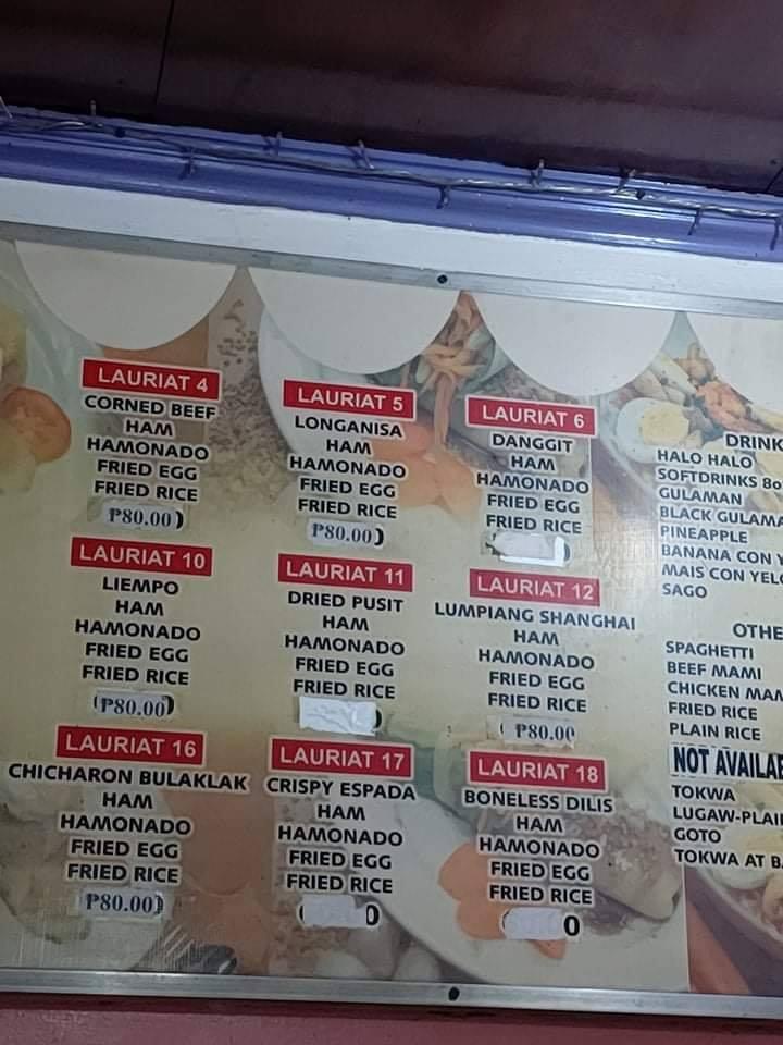 Menu at D' Original Palabok Sa Obrero restaurant, Manila