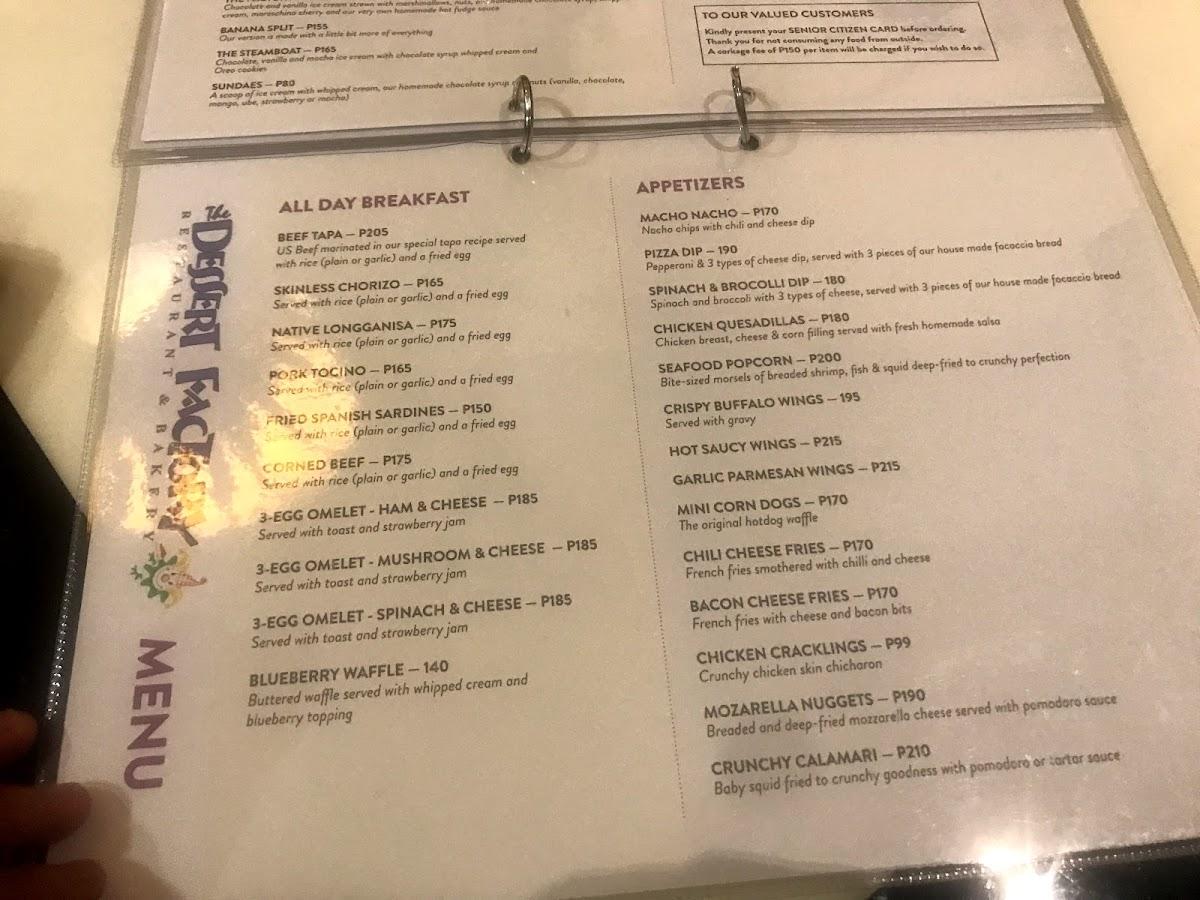 Menu at Dessert Factory desserts, Cebu City, 3rd level Terraces Ayala ...