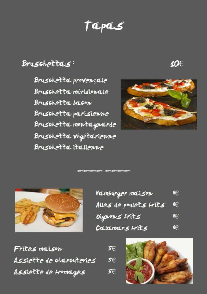 Menu at Festum pub & bar, France