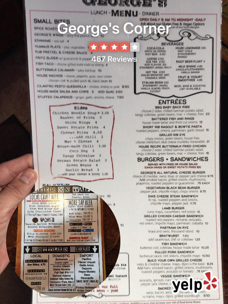 Menu at George's Corner Restaurant, St. George