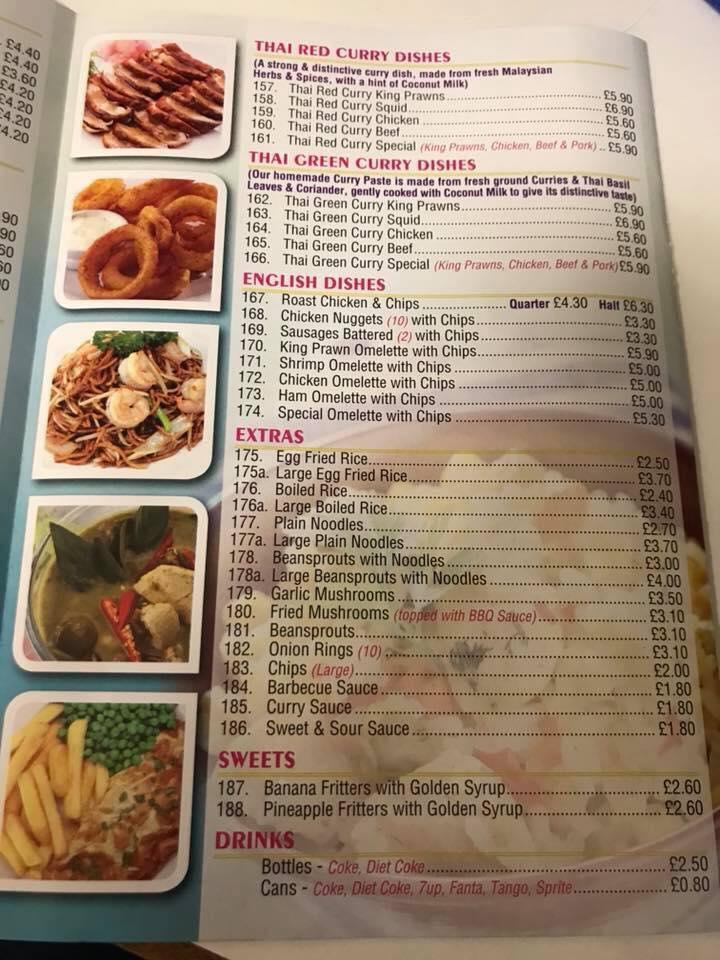 Menu at Golden Phoenix restaurant, Plymouth