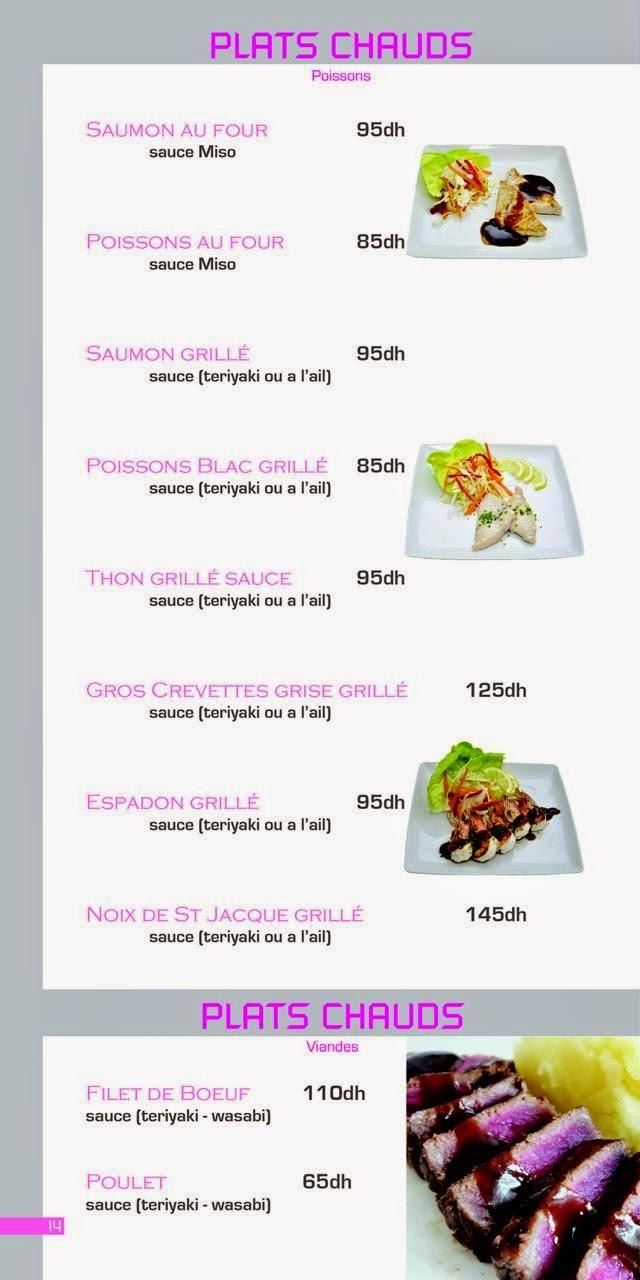 Menu au Sushi Box restaurant, Rabat, 18 Maha Ryad