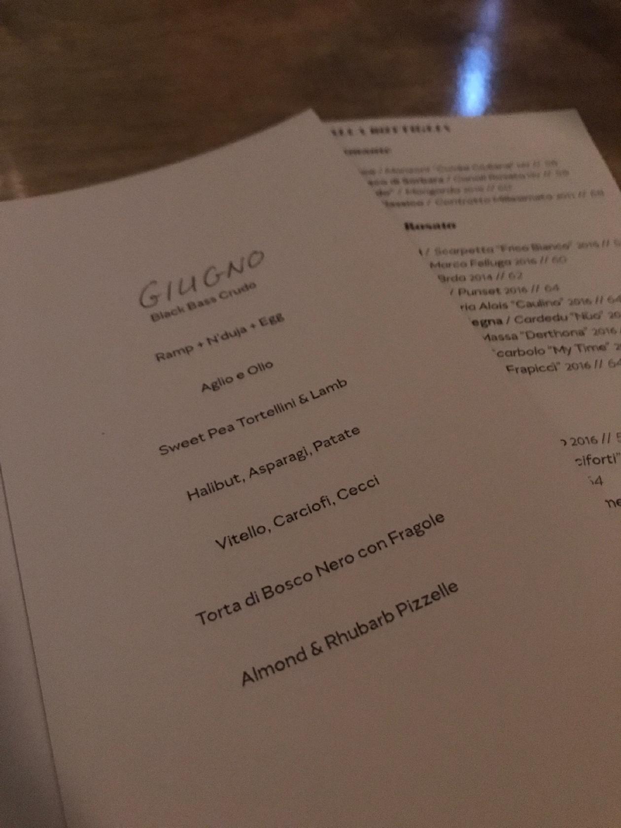 Carta de Ambra Restaurant, Filadelfia