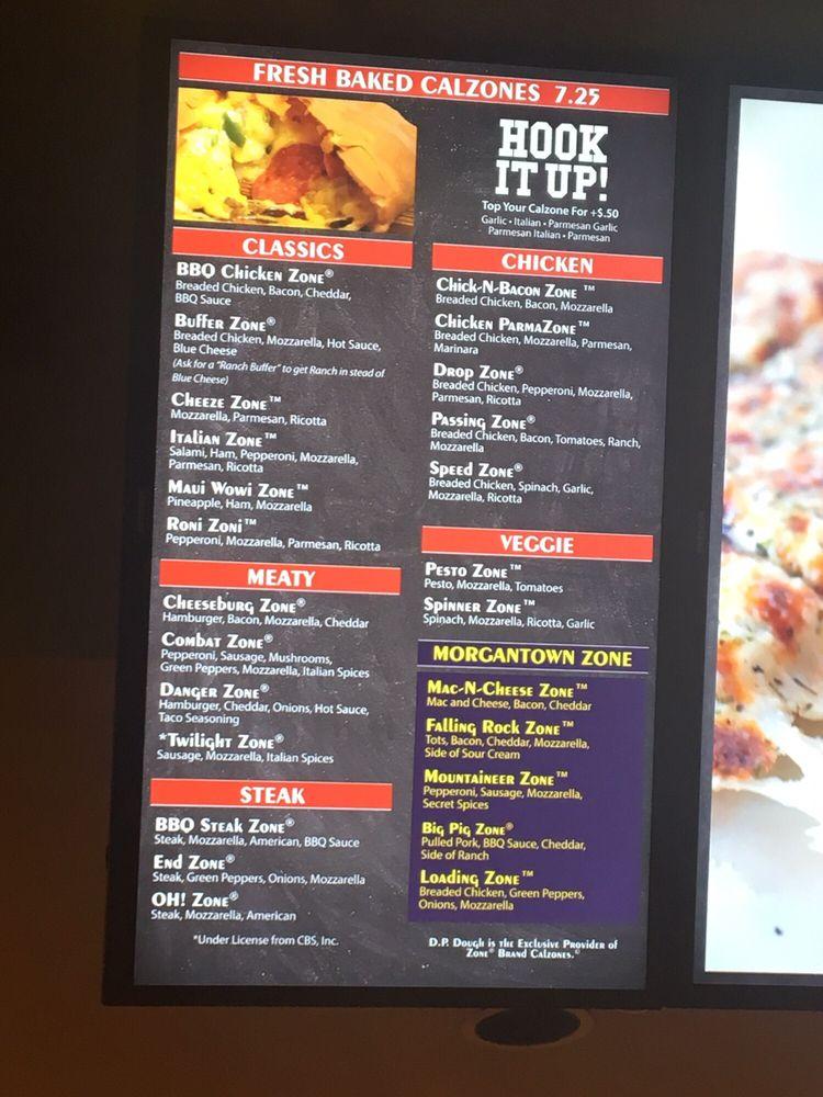 Menu at D.P. Dough pizzeria, Morgantown