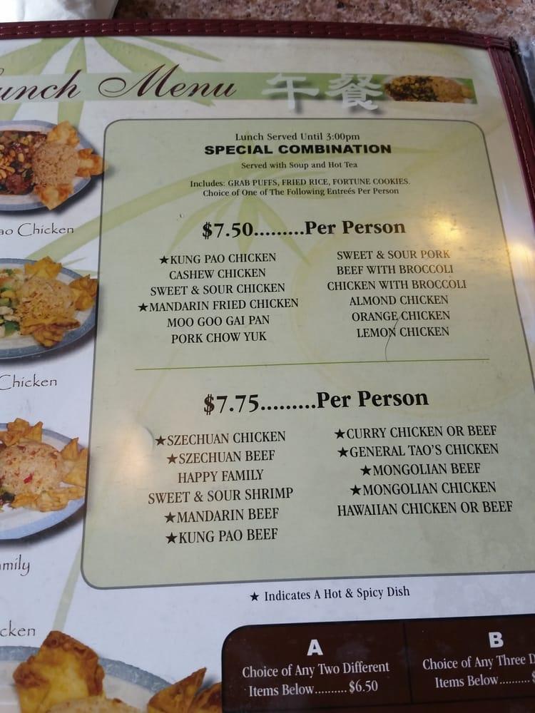 Menu at Dragon Palace restaurant, Brookings