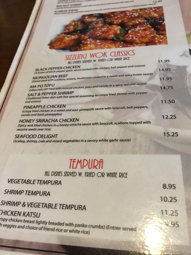 Menu at Miyako Japanese Cuisine restaurant, Laurinburg