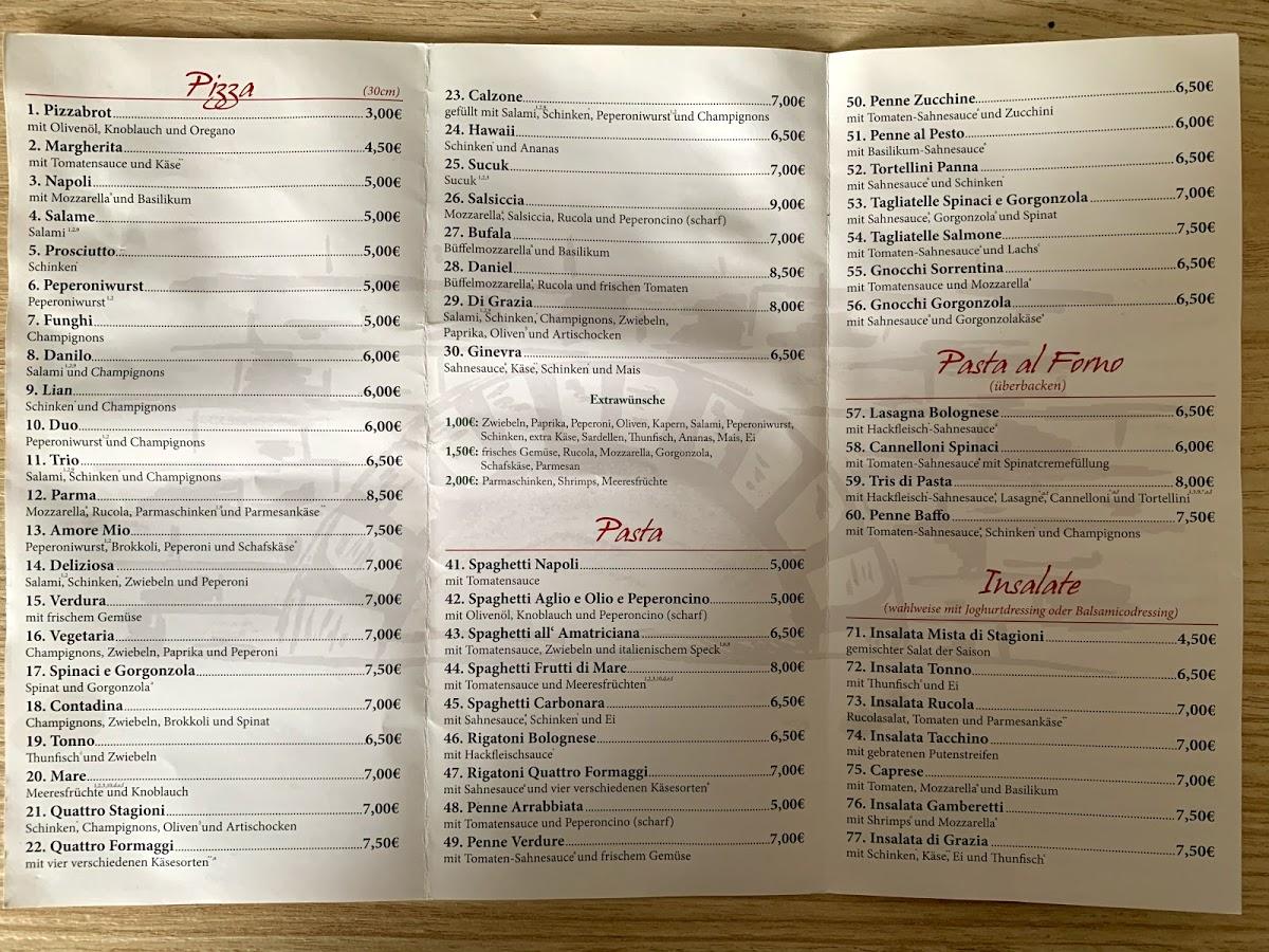Speisekarte von Pizzeria Di Grazia, Wiesbaden