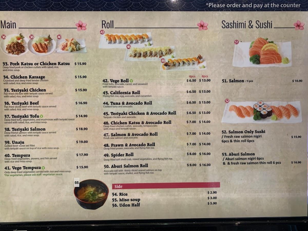 Menu at MIYO restaurant, Bowen Hills