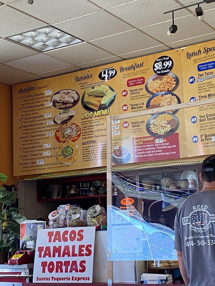 Menu at Santos Taqueria Express restaurant, McDonough