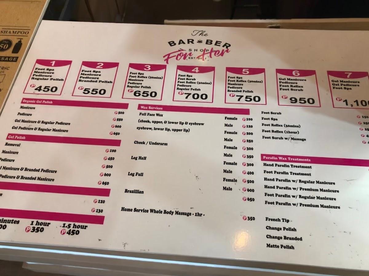 Menu at The Bar Ber Shop Mercedes, Pasig