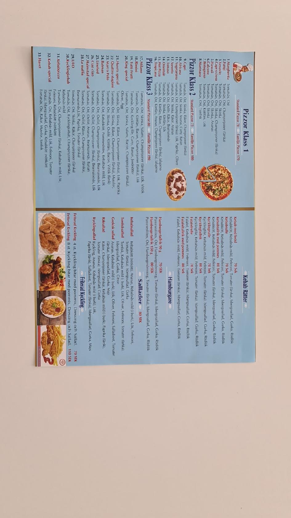 Menu at Grill 35 restaurant, Halmstad