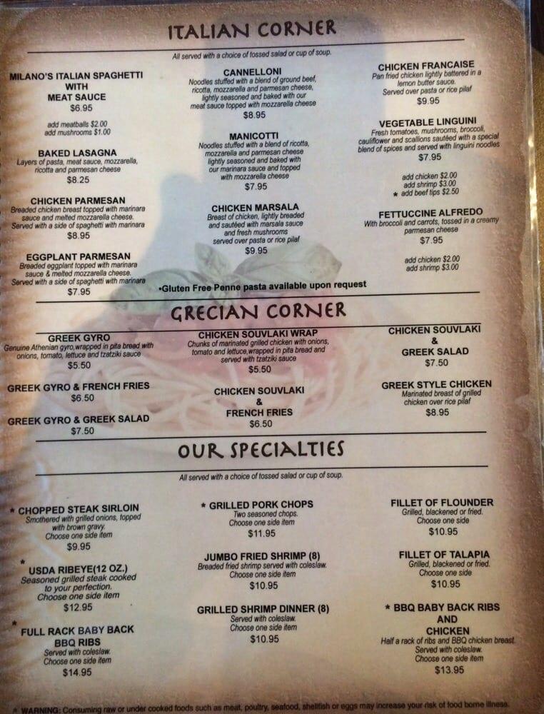 Menu at The Corner Cafe, Griffin