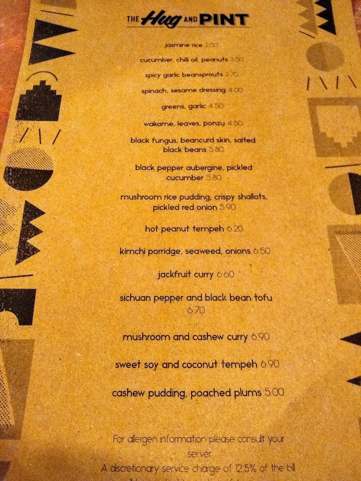 Menu at The Hug and Pint pub & bar, Glasgow
