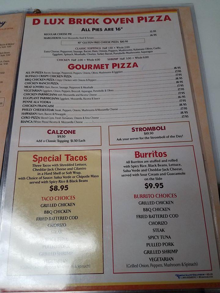 Menu at D lux Diner pub & bar, Middletown