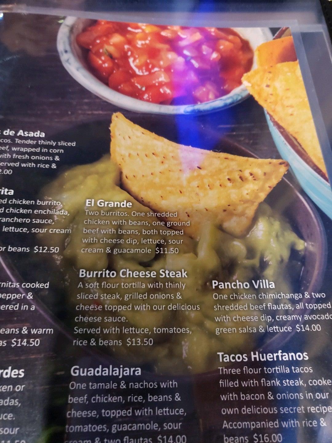 Menu at Dos Reales Authentic Mexican Restaurant, Shawnee