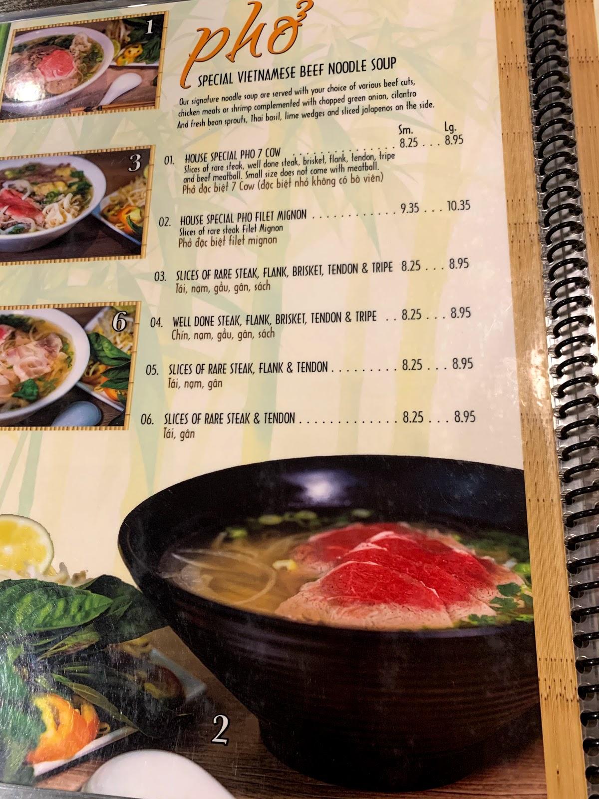 Menu at PHO 7 COW restaurant, National City