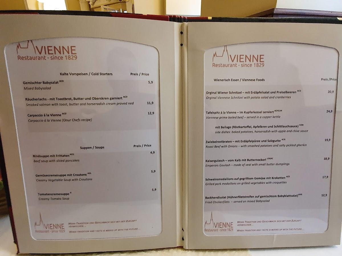 Speisekarte von Restaurant Vienne/OnurChefs, Wien